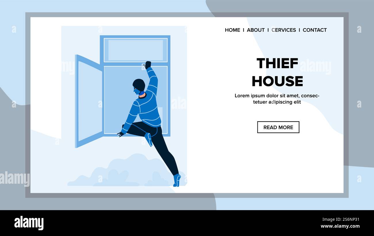 Robber Criminal Man Hacking And Thief House Vector. Burglar Guy In ...