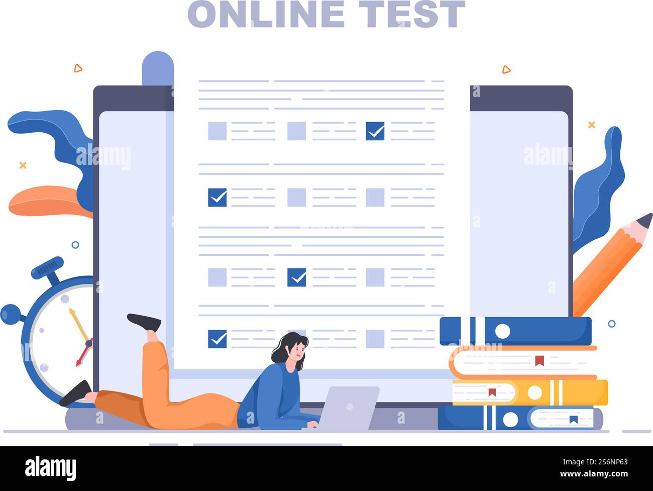 Online Testing Background Vector Illustration With Checklist, Taking ...
