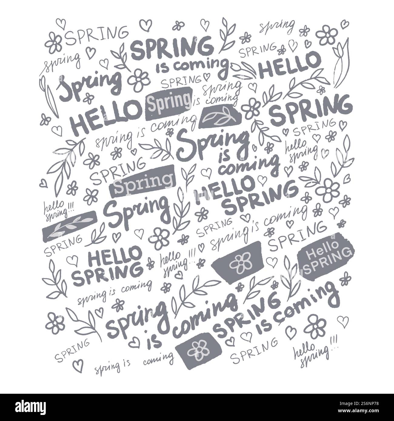 Spring is coming, banner with inscriptions and blooming flowers, simple ...