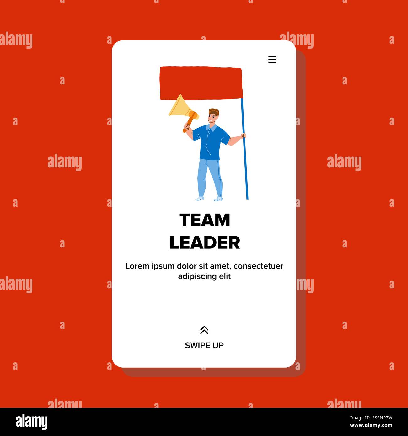 Team Leader Management Working Process Vector. Man Team Leader Holding ...