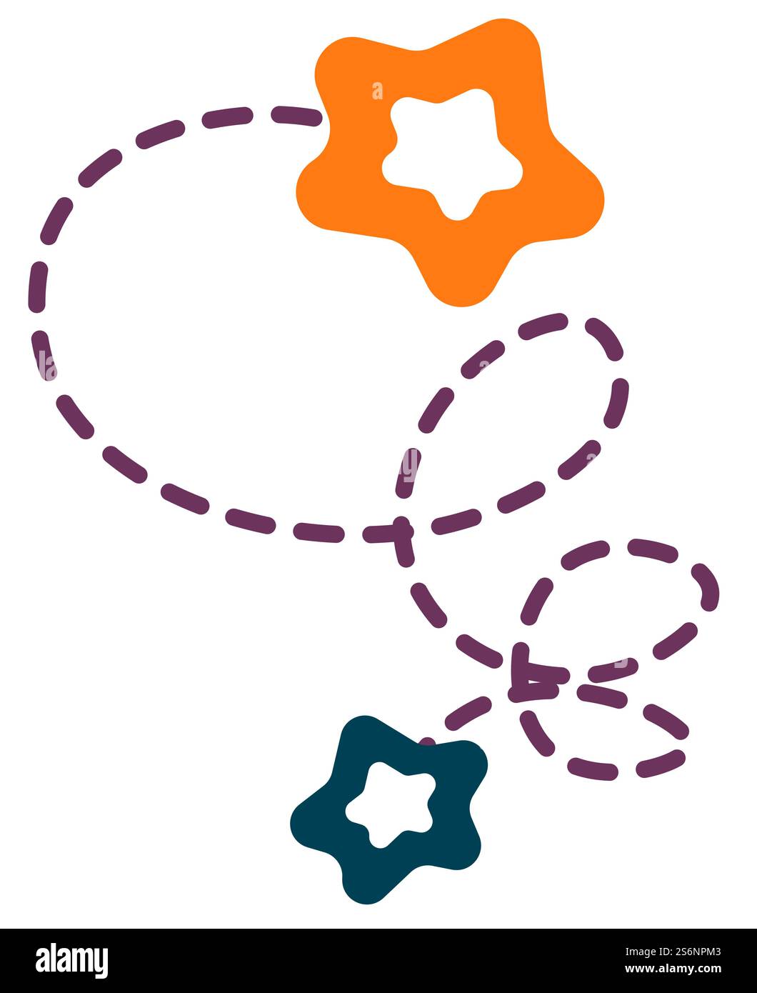 Connection of two glowing stars, isolated icon symbolizing network of ...