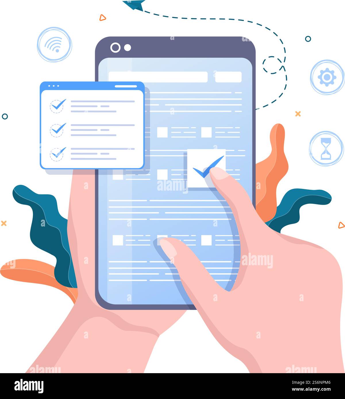 Online Testing Background Vector Illustration With Checklist, Taking ...