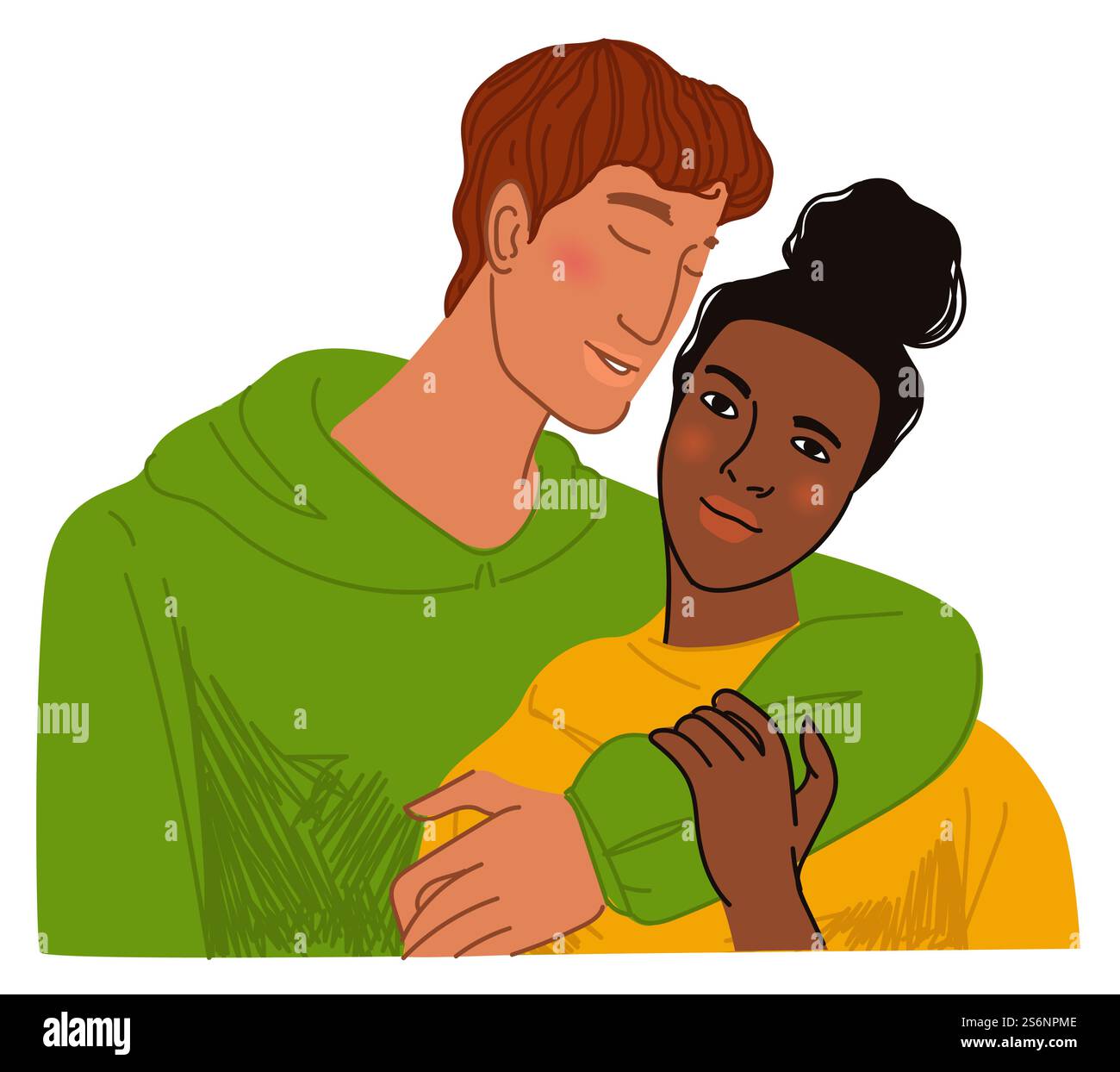 Male and female character hugging and cuddling hi-res stock photography ...