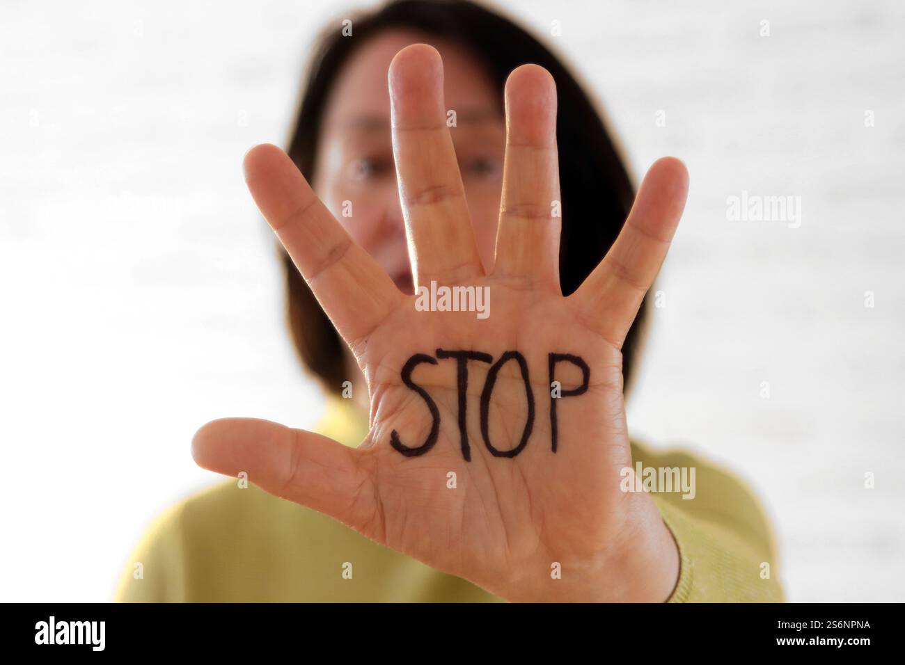 Stop, a woman says no Stock Photo - Alamy