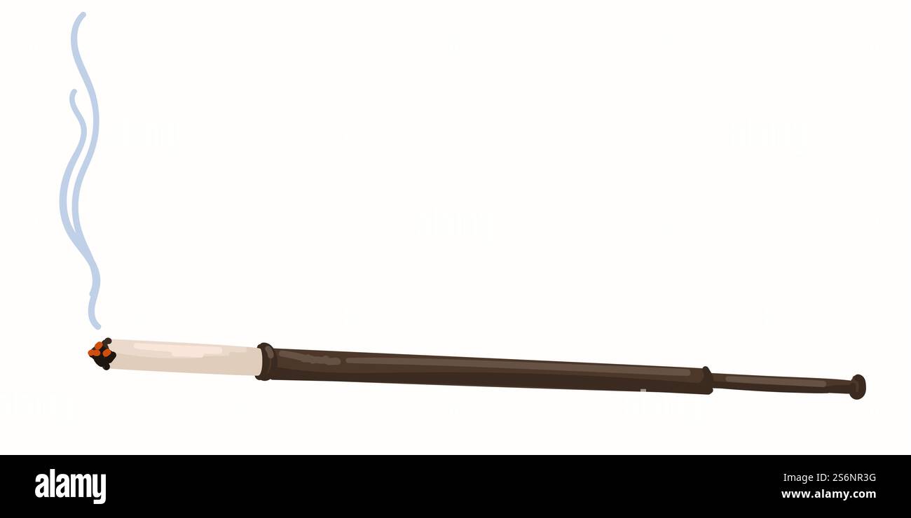 Vintage smoking pipe with cigarette and tobacco, isolated gadget for ...