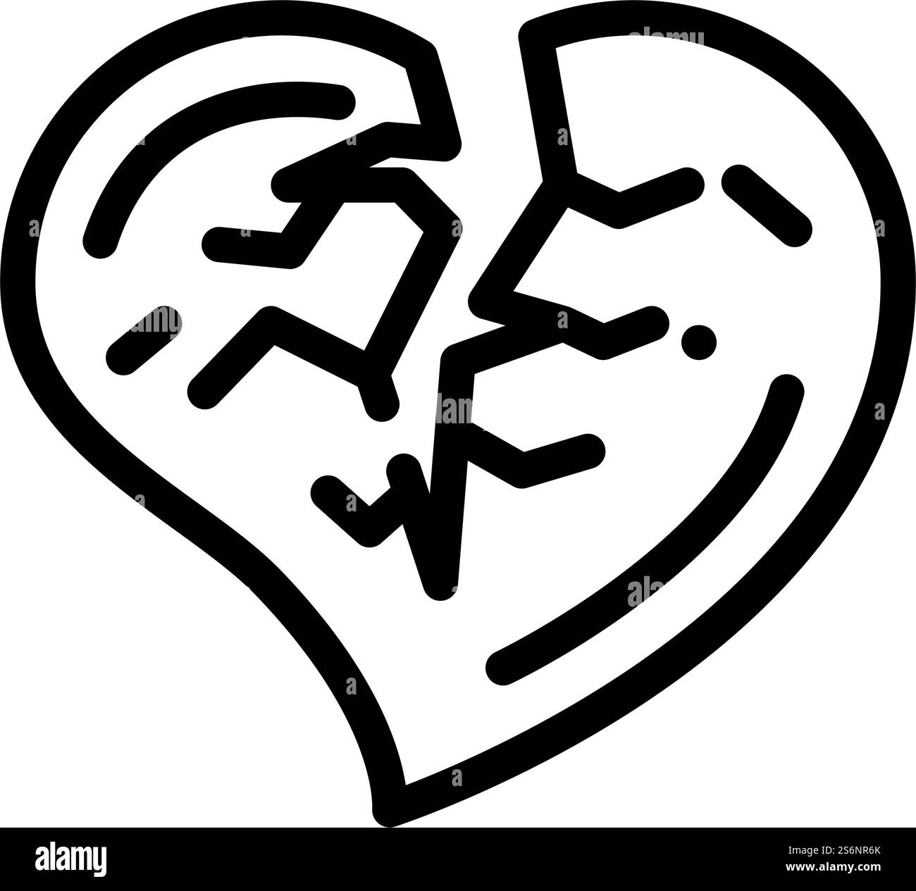 broken heart divorce line icon vector. broken heart divorce sign ...