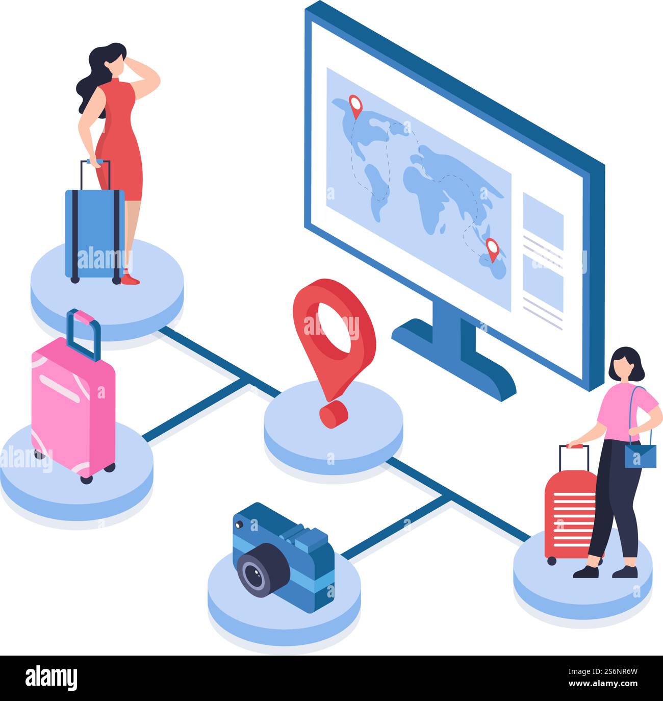 Travel Agency Background Vector illustration. People Visit the ...