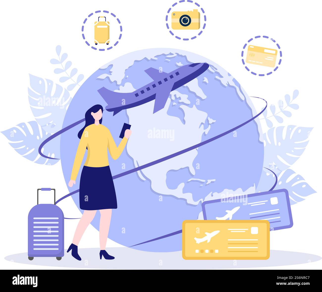 Travel Around The World Vector Illustration Background. Time to Visits ...