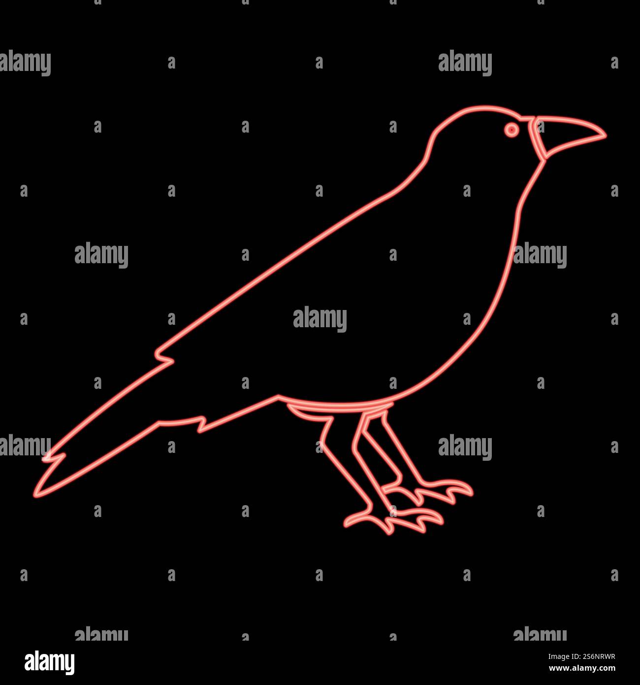 Neon crow red color vector illustration flat style light image. Neon ...