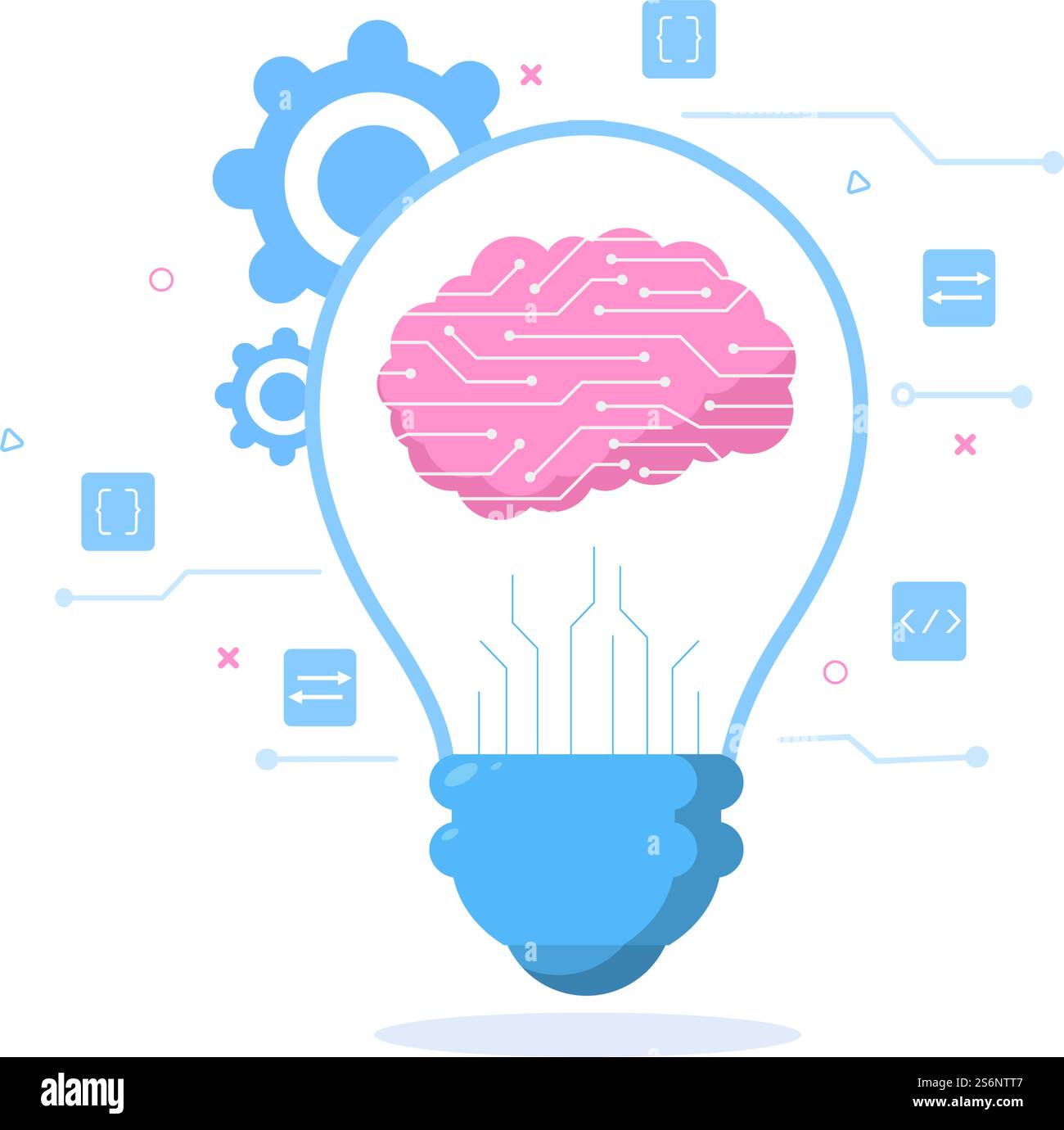 Artificial Intelligence Digital Brain Technology and engineering Concept With Programmer Data or ...