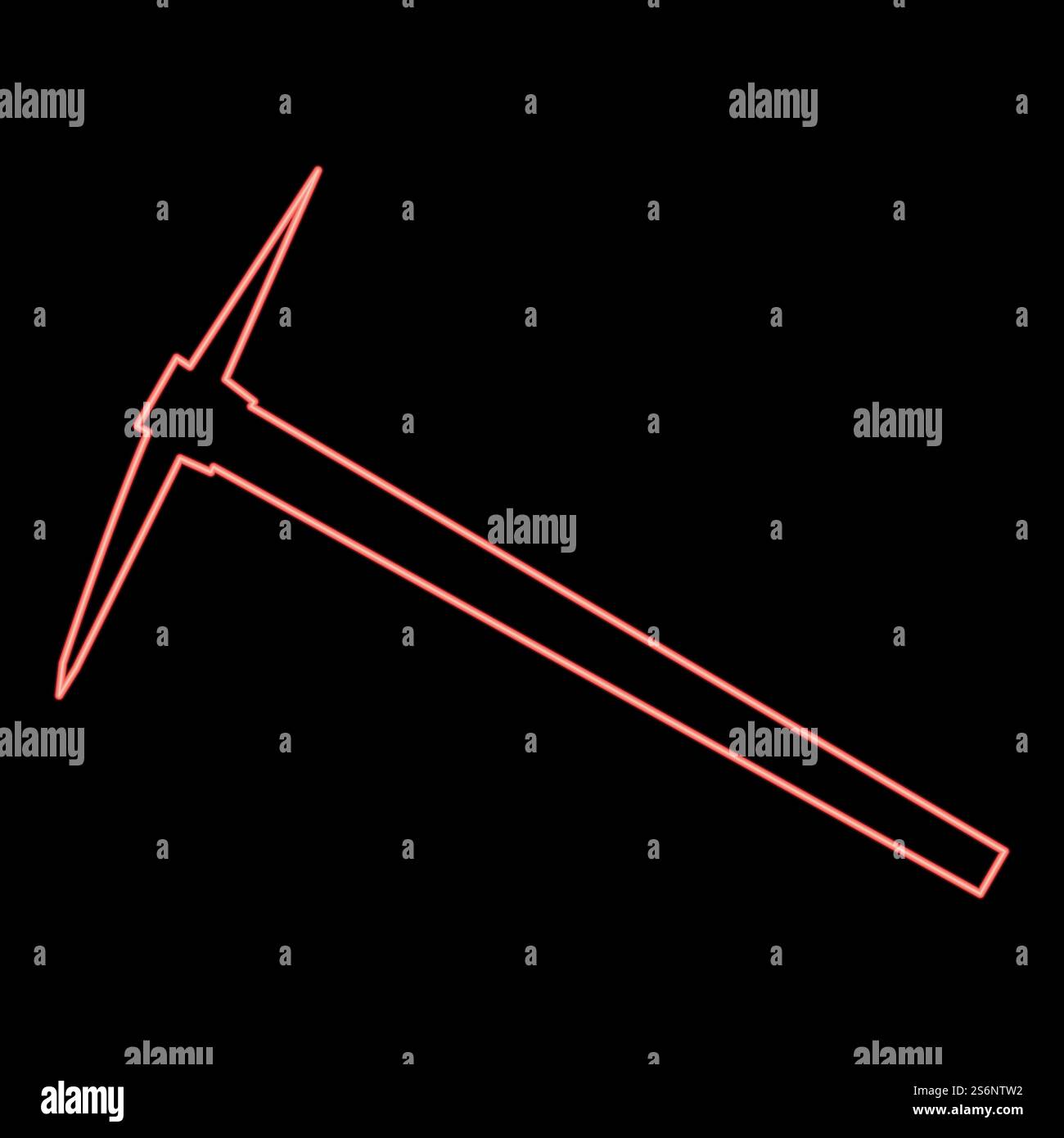 Neon pickaxe red color vector illustration flat style light image. Neon ...