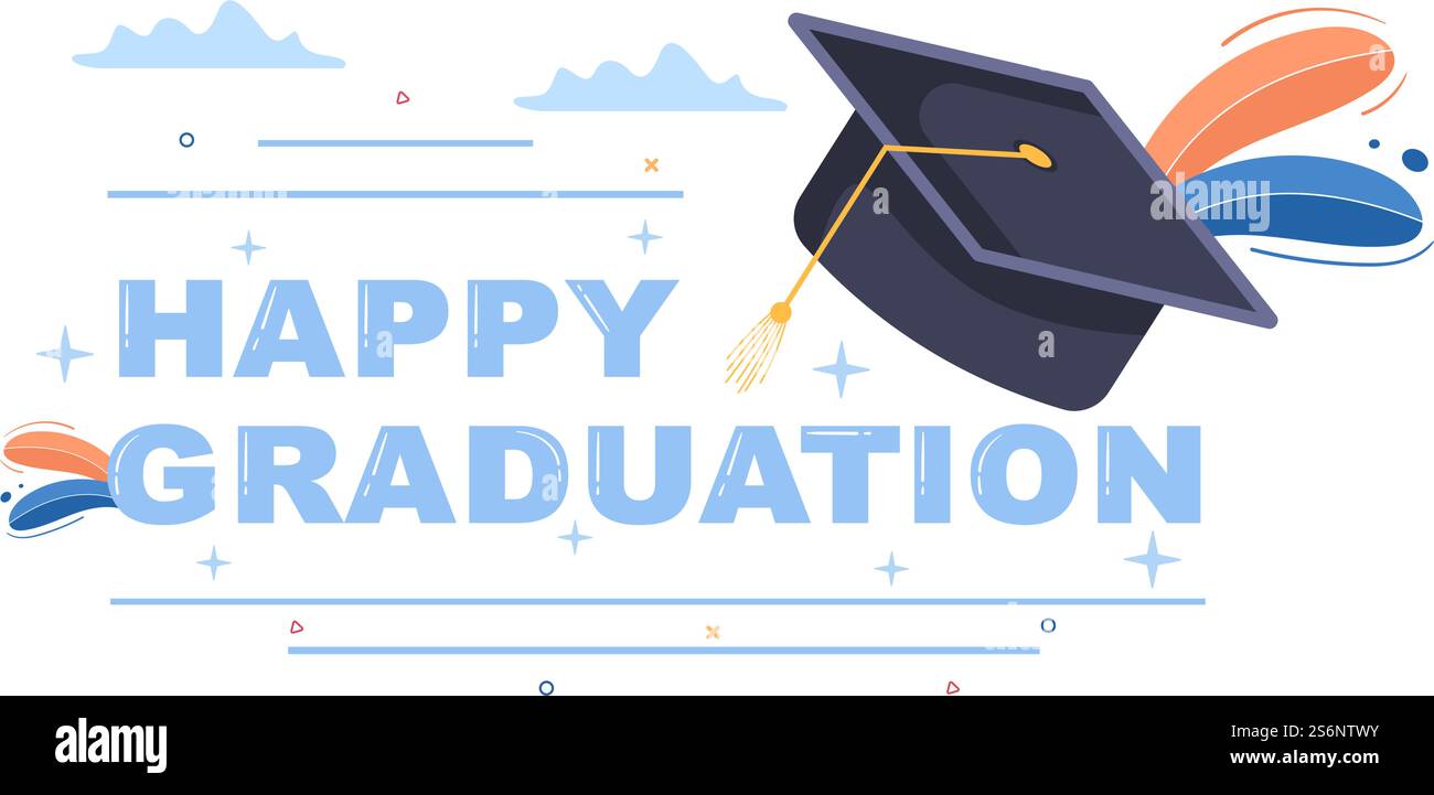 Happy Graduation Day of Students Celebrating Background Vector ...