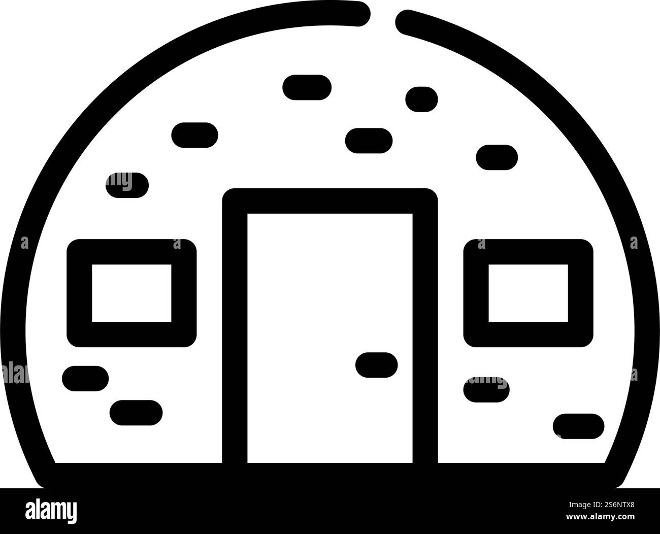 house built from metal material line icon vector. house built from ...