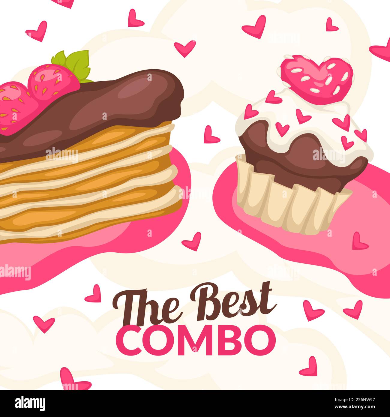Bakery shop, store promotional banner best combo. Order cake and muffin ...