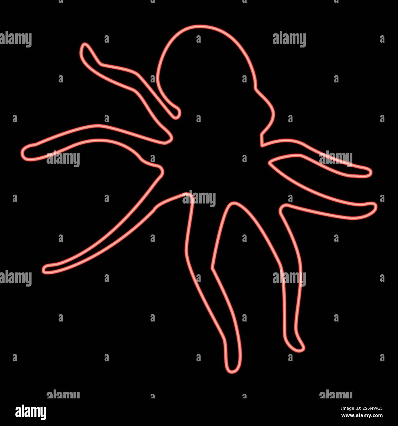 Neon devilfish red color vector illustration flat style light image ...