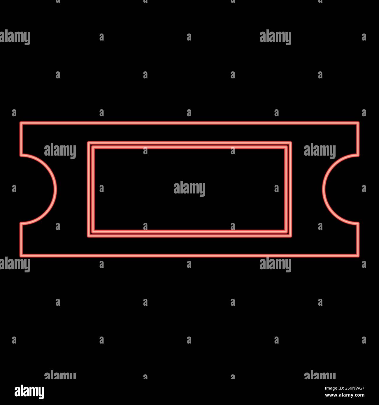 Neon ticket red color vector illustration flat style light image. Neon ...