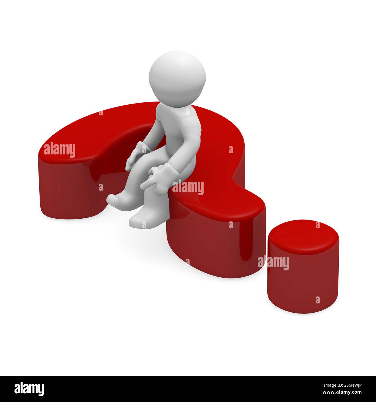 ßd small person sitting on a red question mark Stock Photo - Alamy