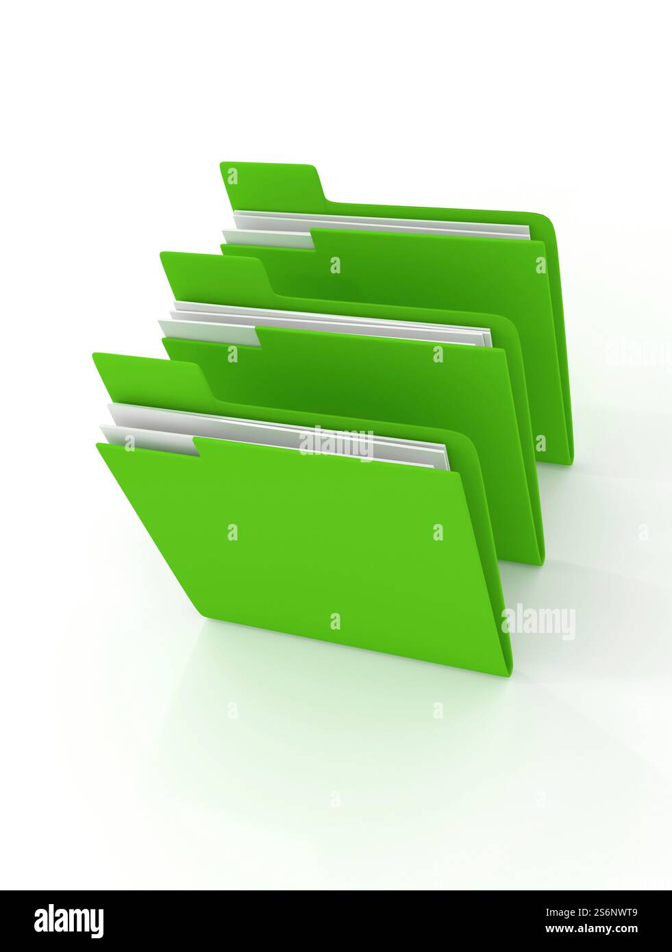 Three green folder on a white background, 3d rendering Stock Photo - Alamy