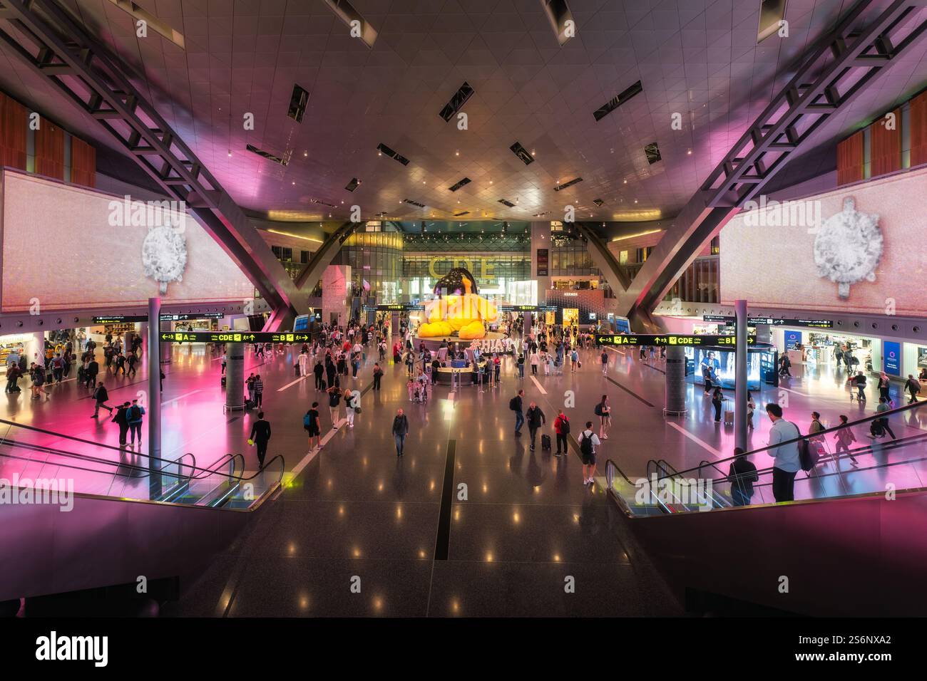 Doha, Qatar, 27 Sep 2024 The Hamad airport terminal features modern ...
