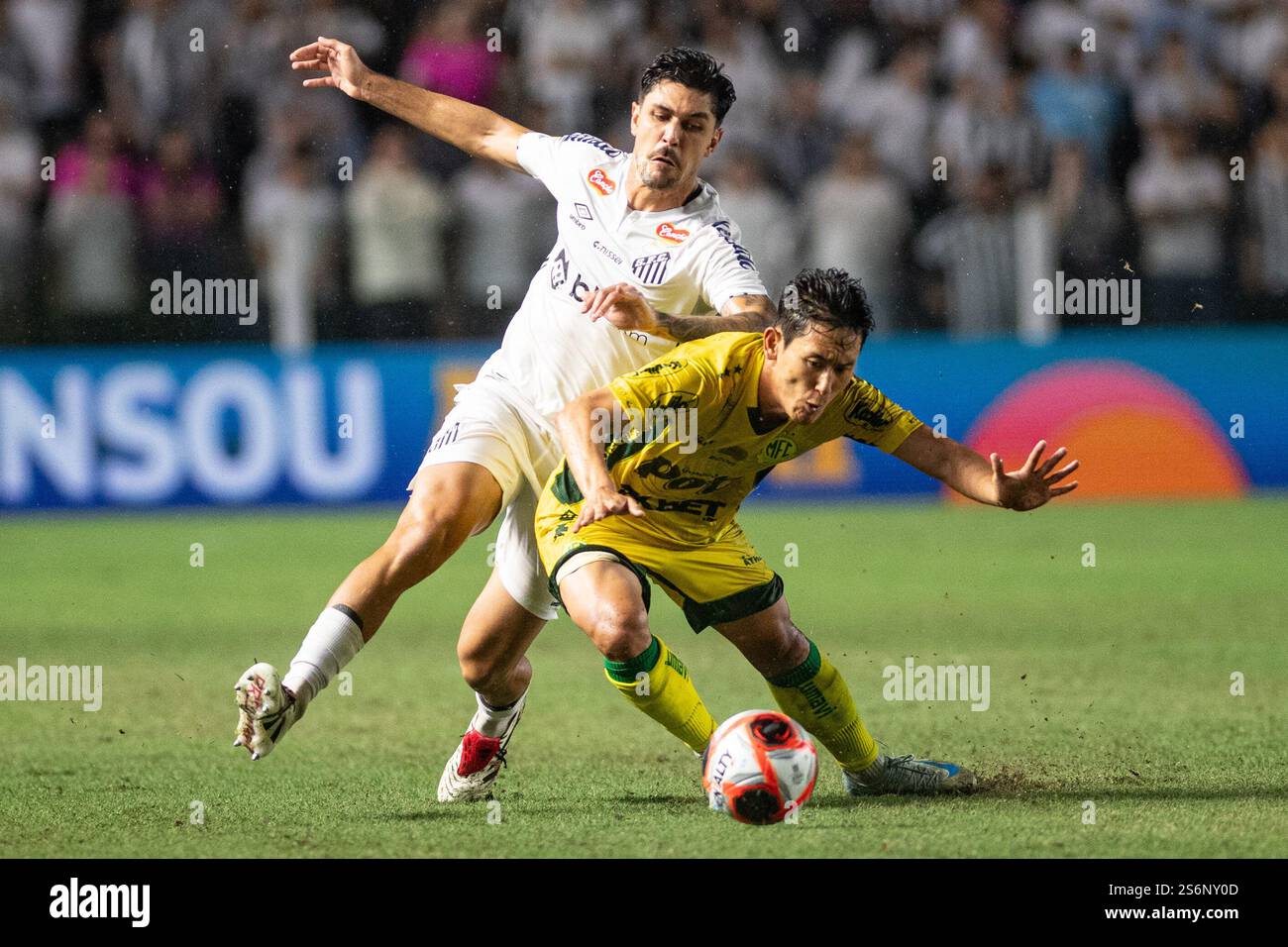 Sao Paulo, Brazil. 16th Jan, 2025. Chico Kim, from Mirassol, marked by ...