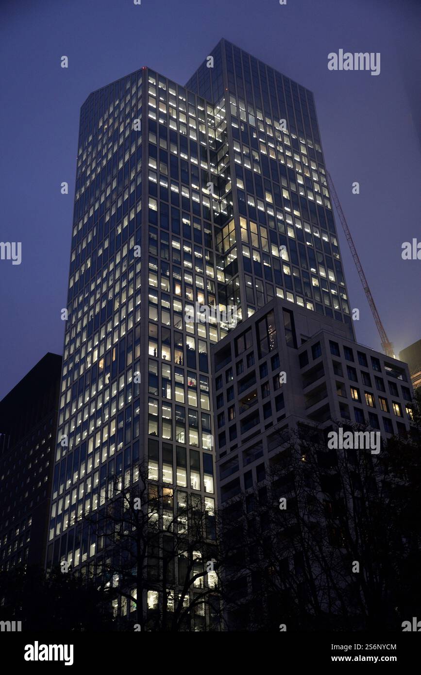 High-rise building in Frankfurt, evening Stock Photo - Alamy