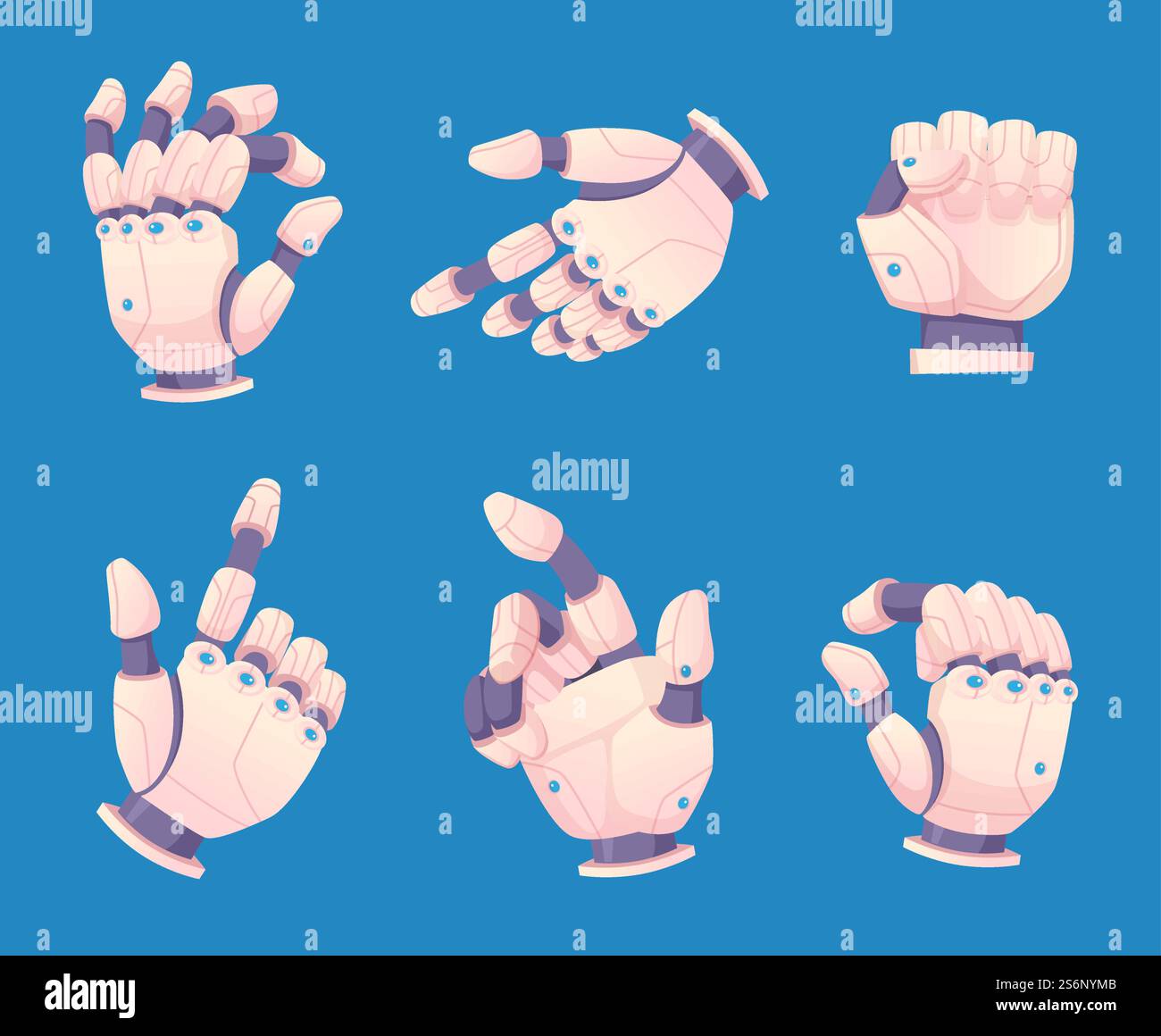 Robotic hands. Mechanical bionic mechanism human hand gestures vector ...