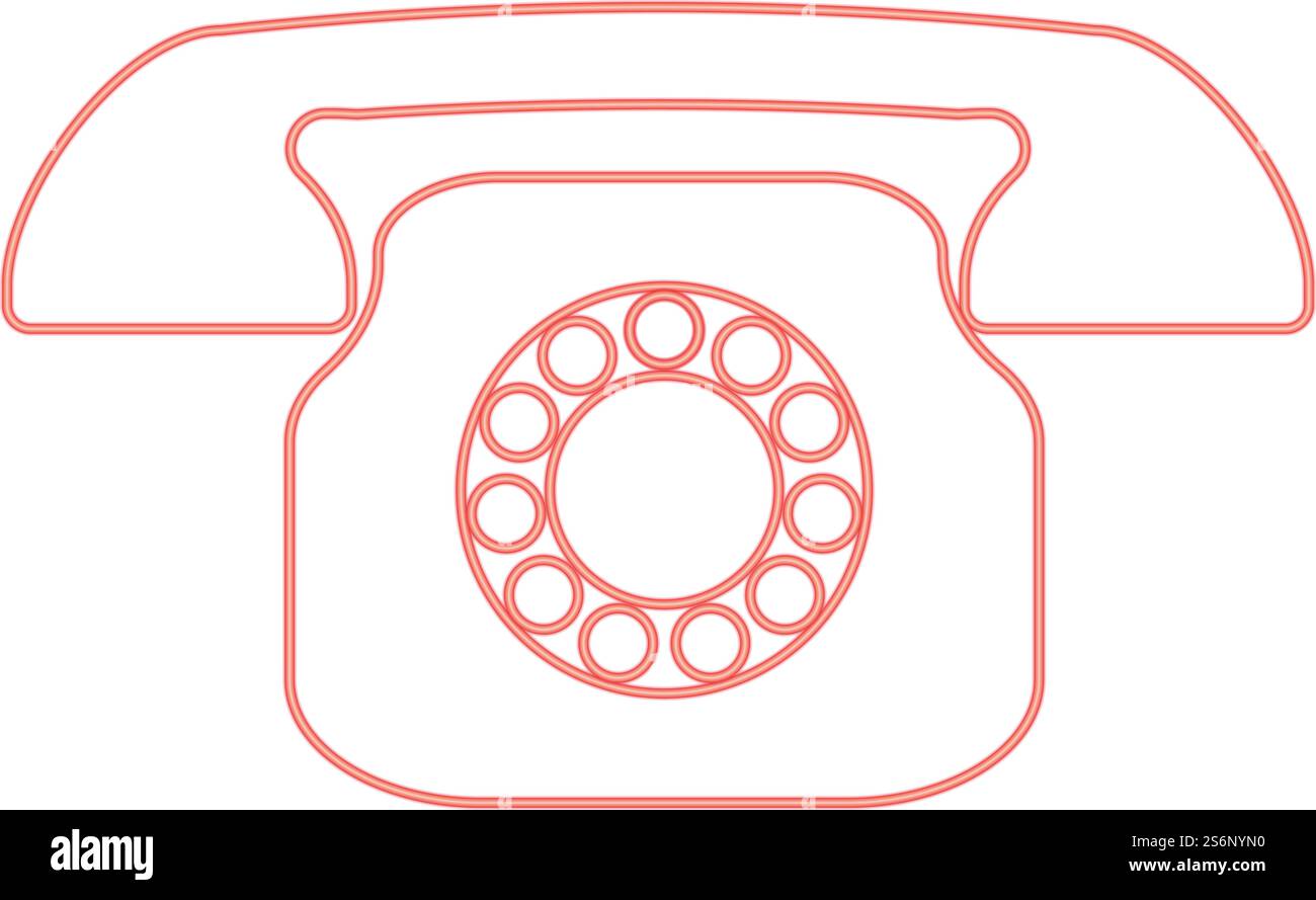 Neon retro telephone red color vector illustration flat style light ...