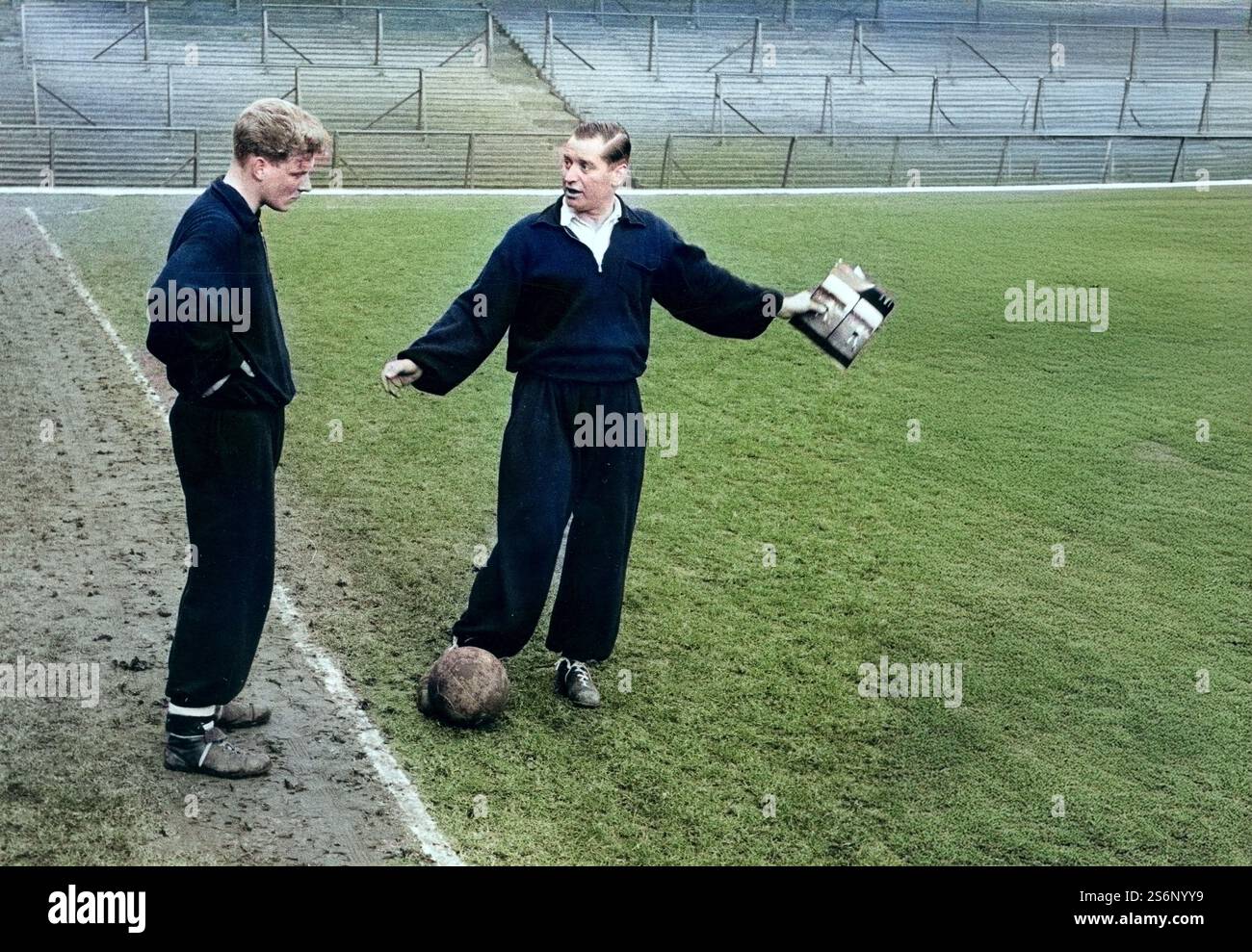 Wolverhampton Wanderers footballer Ron Flowers and Joe Gardiner at ...