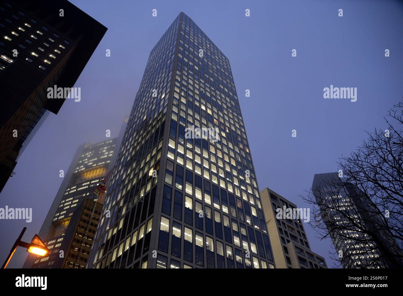 High-rise building in Frankfurt, evening Stock Photo - Alamy