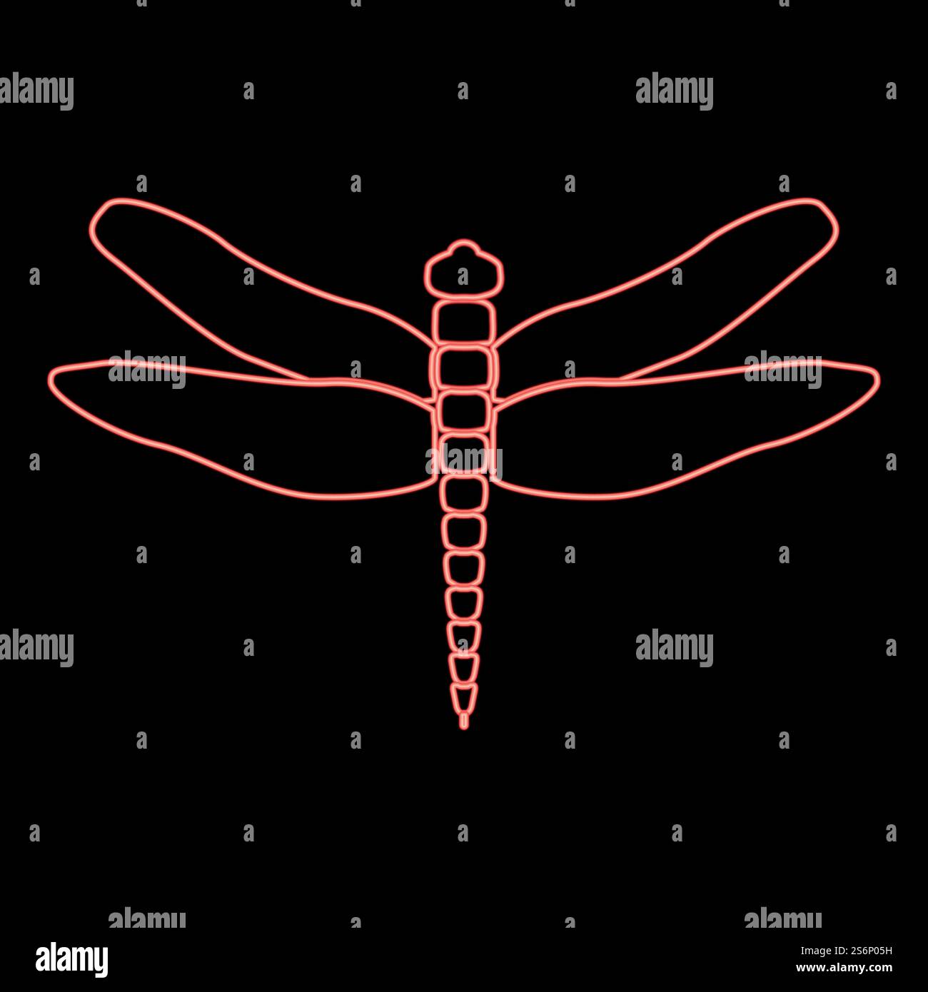 Neon dragonfly red color vector illustration flat style light image ...