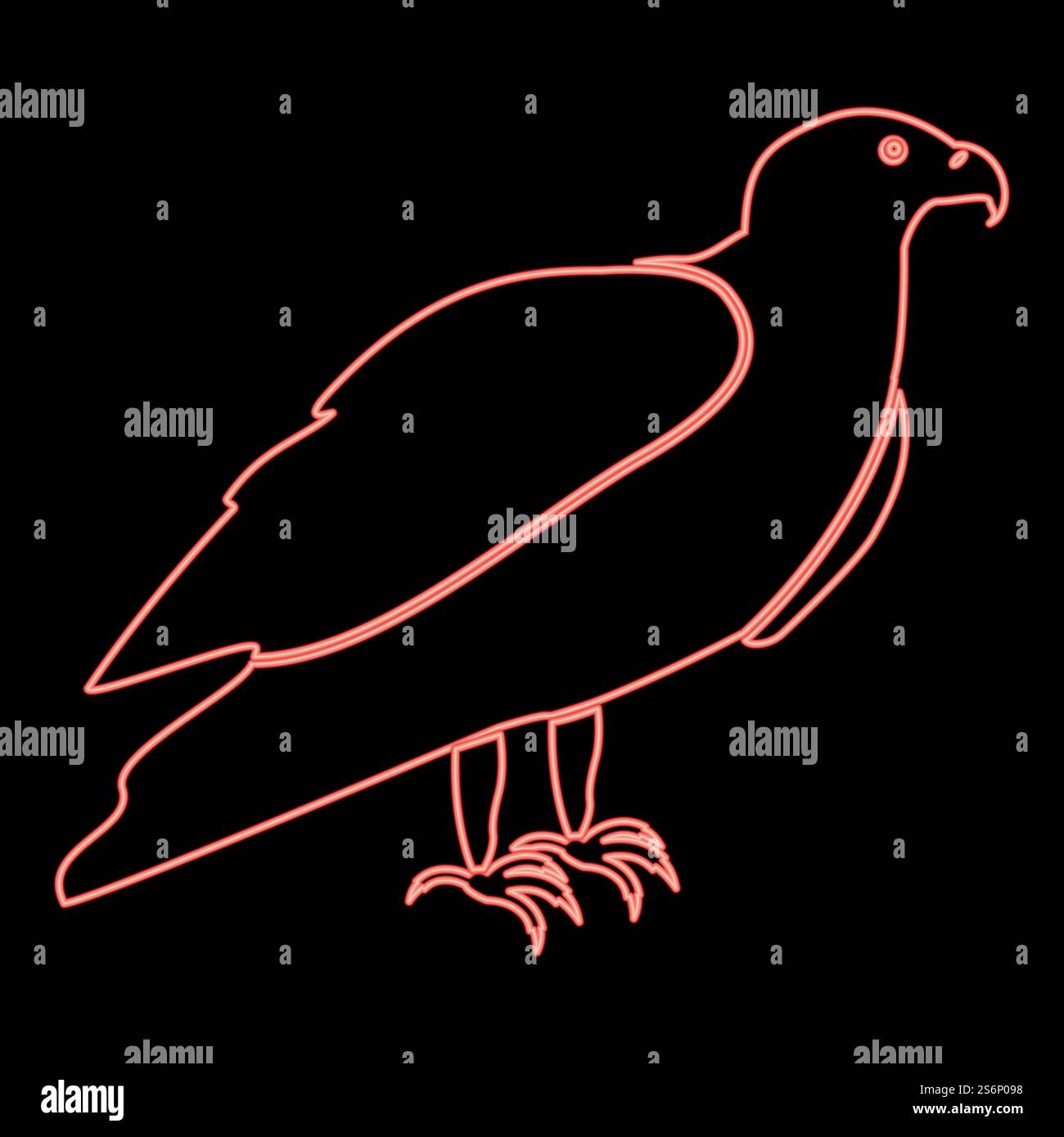 Neon eagle red color vector illustration flat style light image. Neon ...