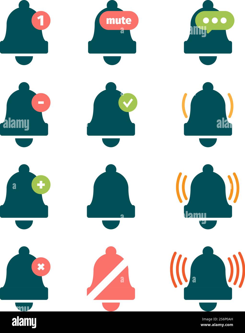 Message bell. Sound reminder symbols phone ring invitation doorbells ...