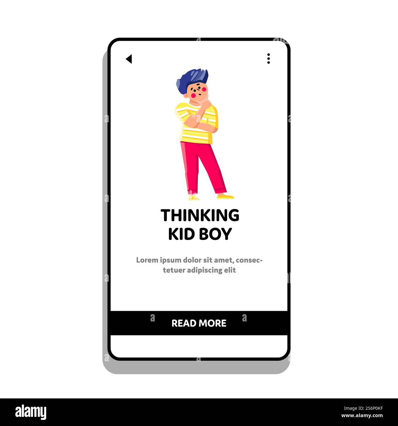 Thinking Kid Boy Search For Resolve Problem Vector. Thoughtful Thinking ...