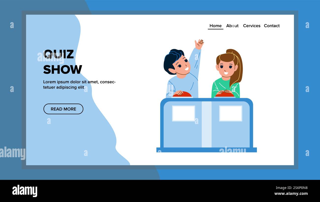 Children Playing In Quiz Show Together Vector. Boy And Girl Kids Play ...