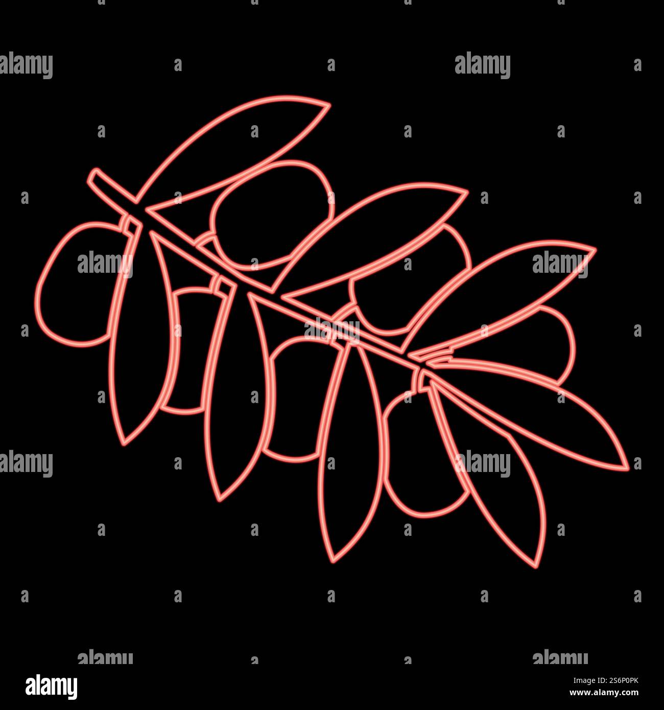 Neon olive branch red color vector illustration flat style light image ...