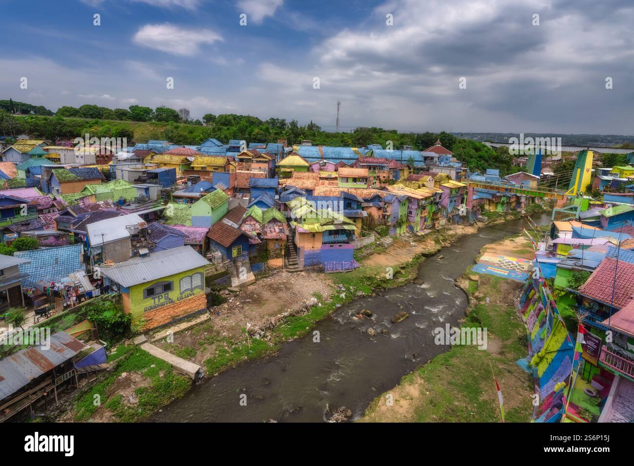 Malang, Java, Indonesia, 2 Oct 2024 An aerial view shows a vibrant ...