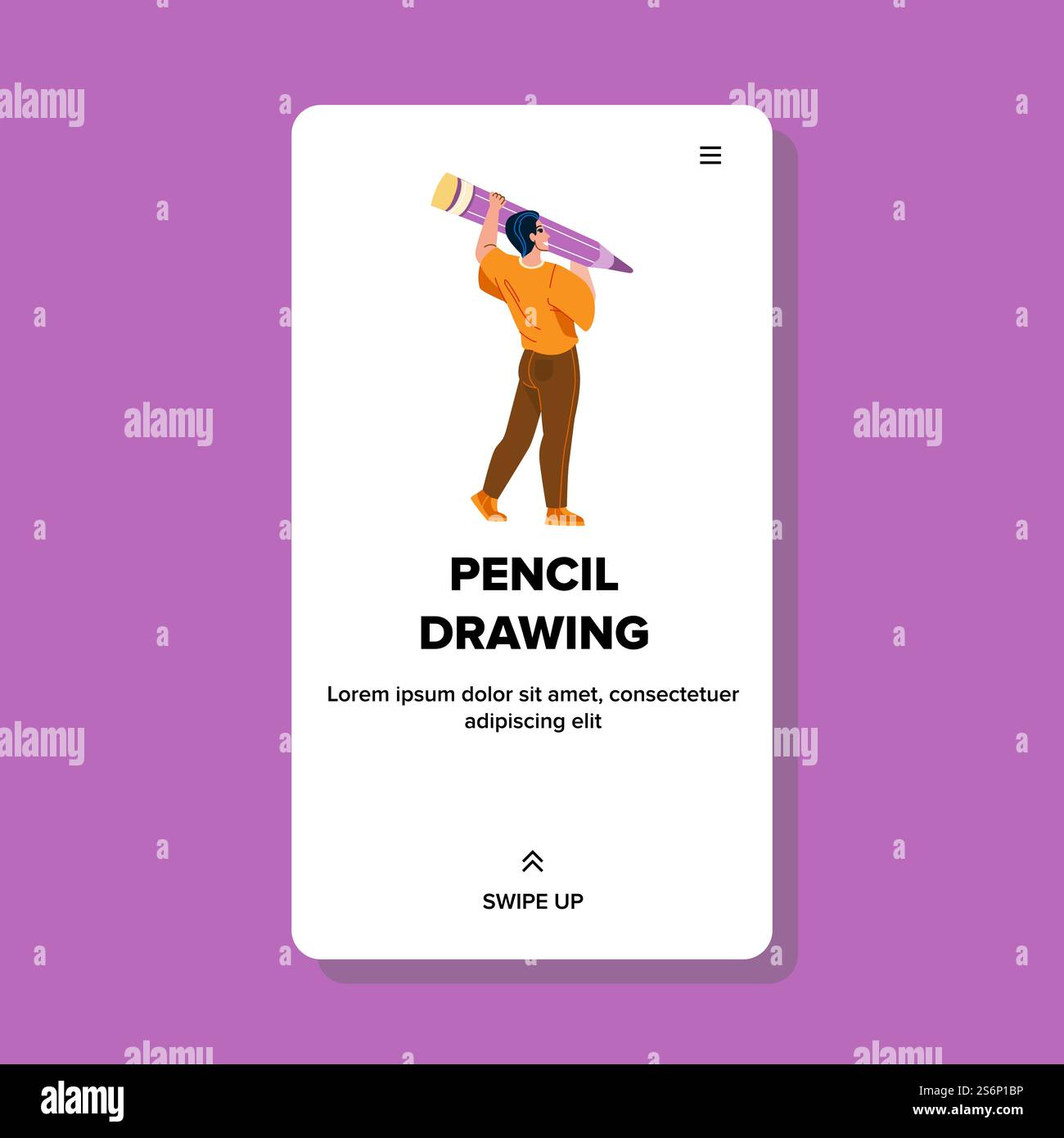 Man Designer Pencil Drawing Picture Work Vector. Boy Artist Pencil ...