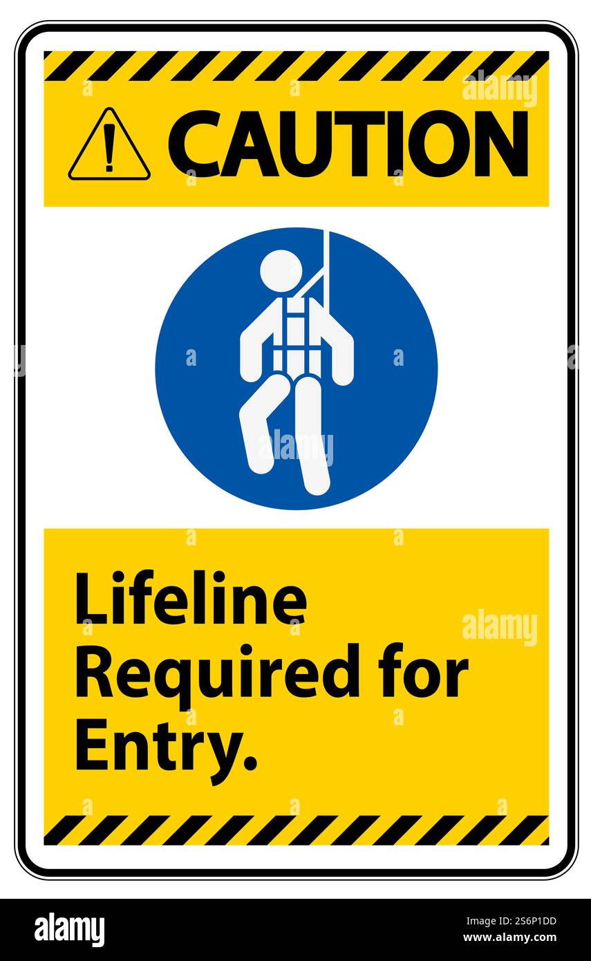 Warning Confined Space Sign Lifeline Required For Entry Stock Vector ...