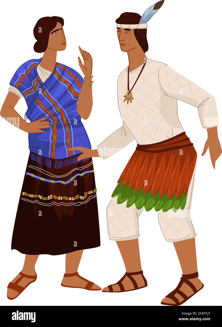 Man and woman wearing traditional clothes for maya, people presenting ...
