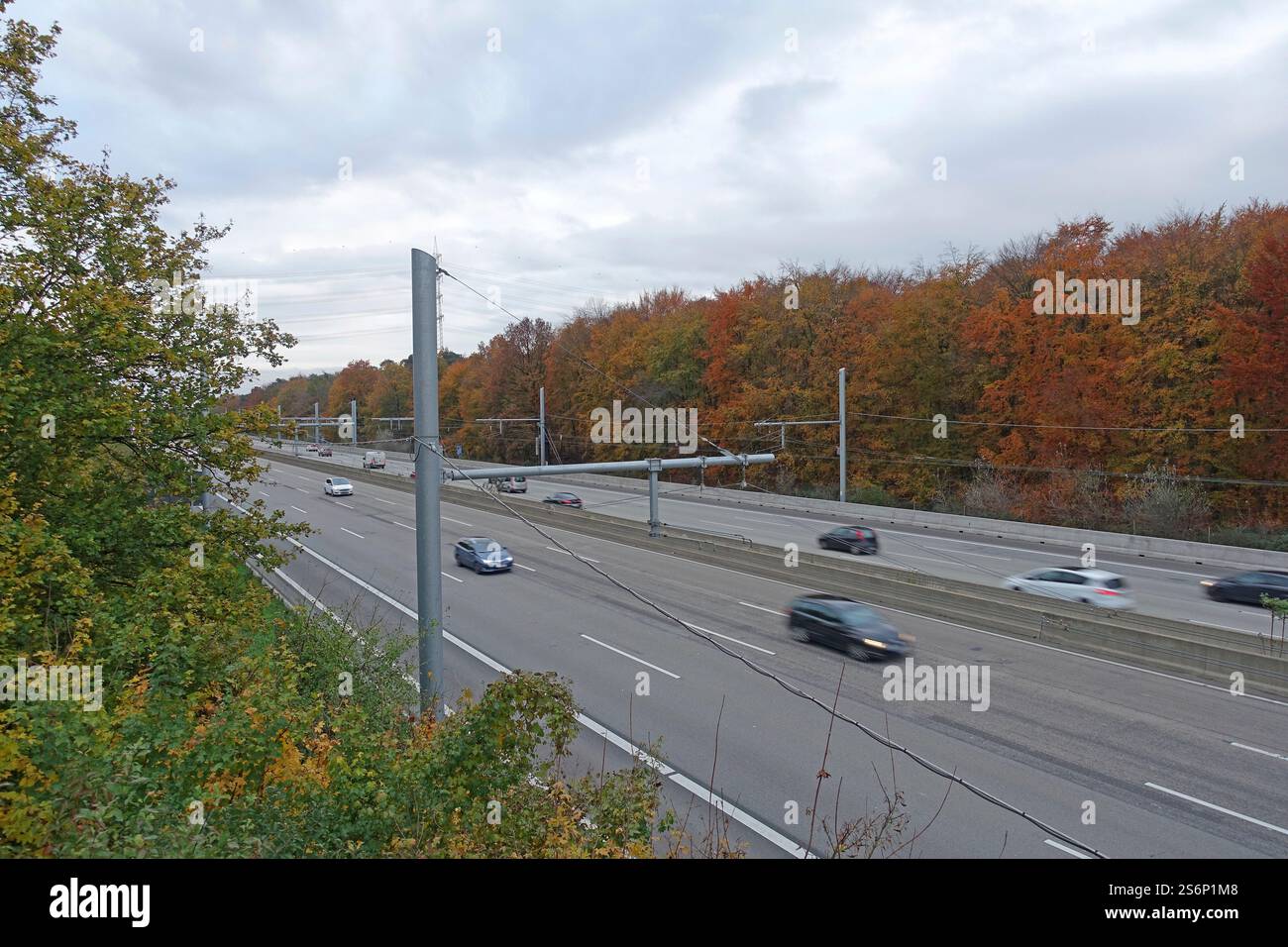 Overhead line on a highway Stock Photo - Alamy
