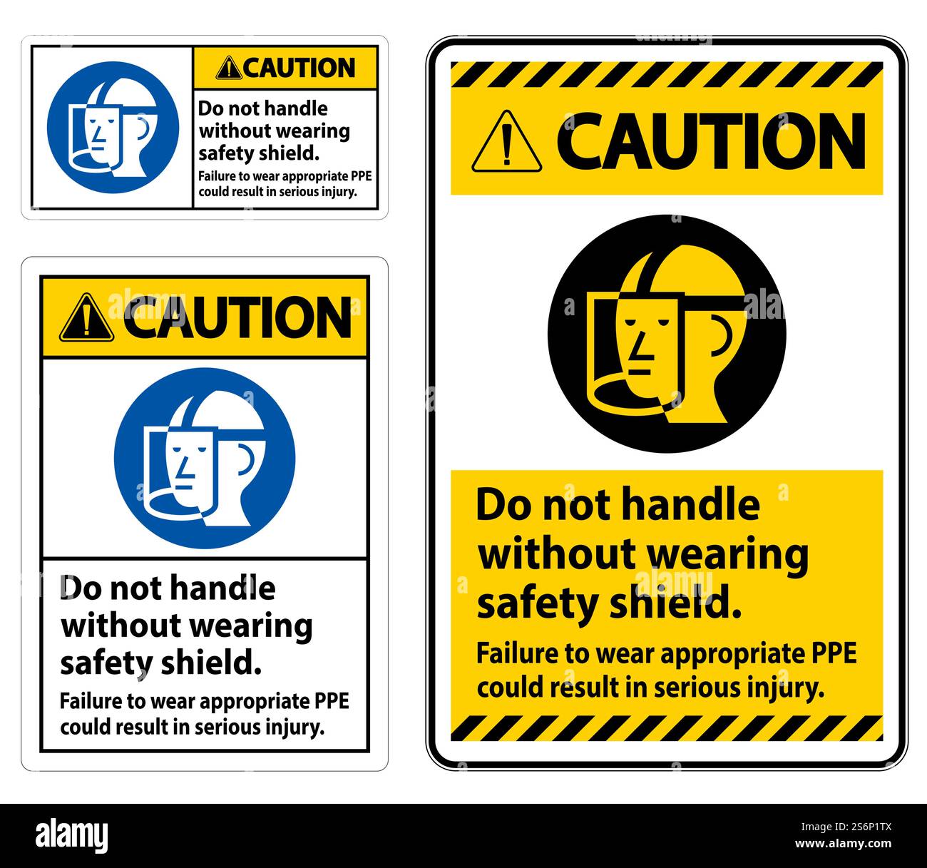Caution Sign Do Not Handle Without Wearing Safety Shield, Failure To ...