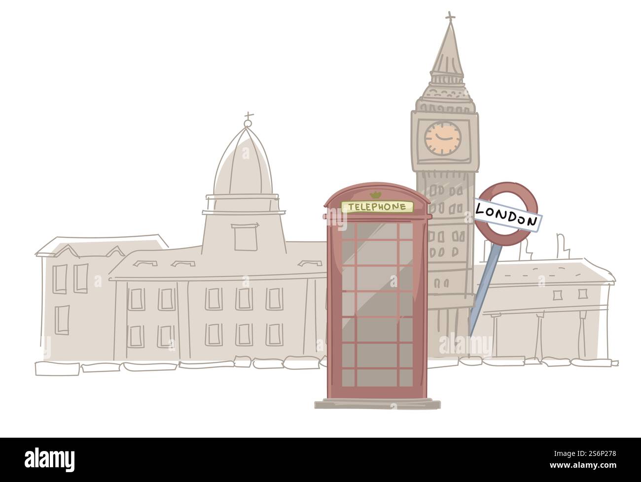 United kingdom capital city landmarks and sights, tower and underground ...