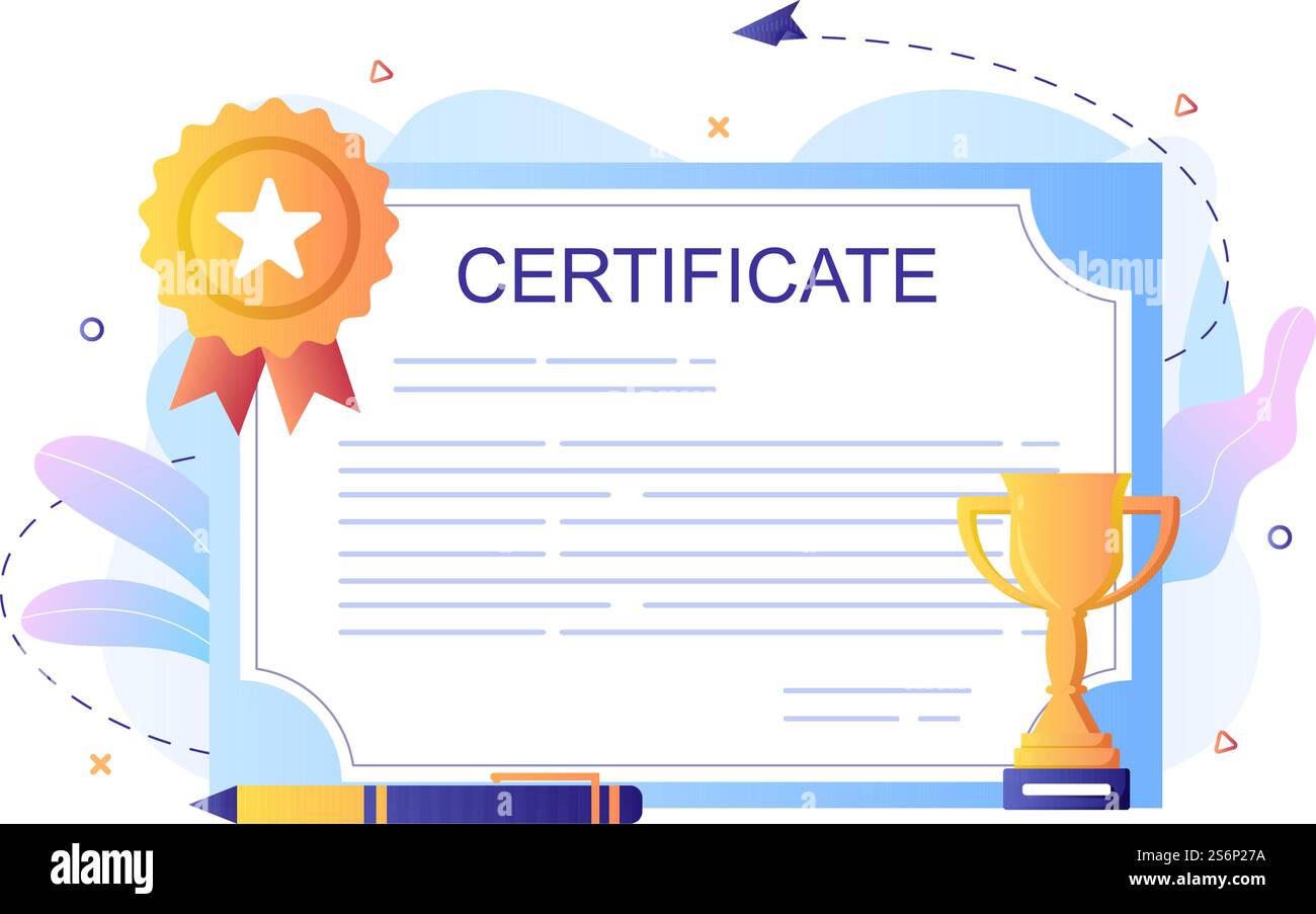 Certificate Document Icon with License Badge, Diploma and Medal for ...