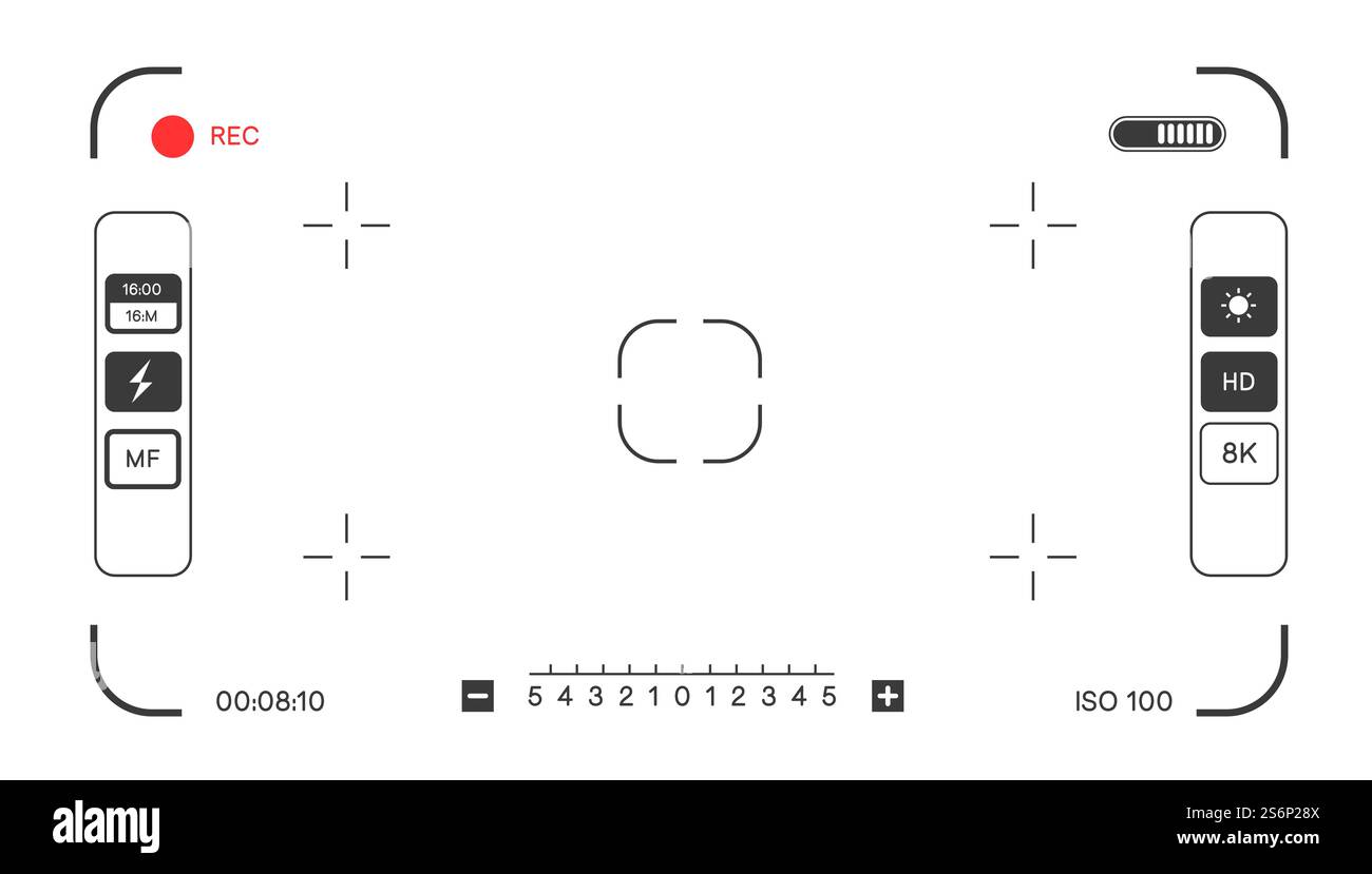 Screen of camera with focus and information with settings for better ...