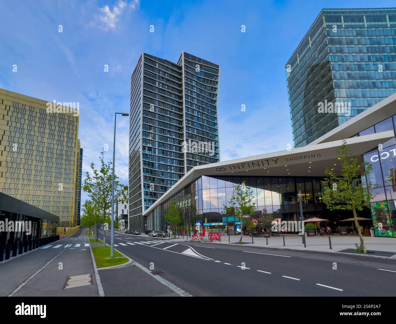 The modern architecture of the Infinity Center, on the left the ...