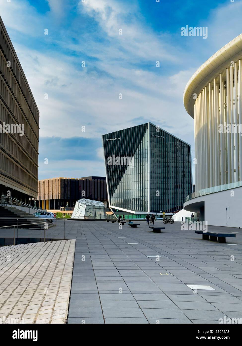 View of the Philharmonie, the European Court of Justice, the A&O ...