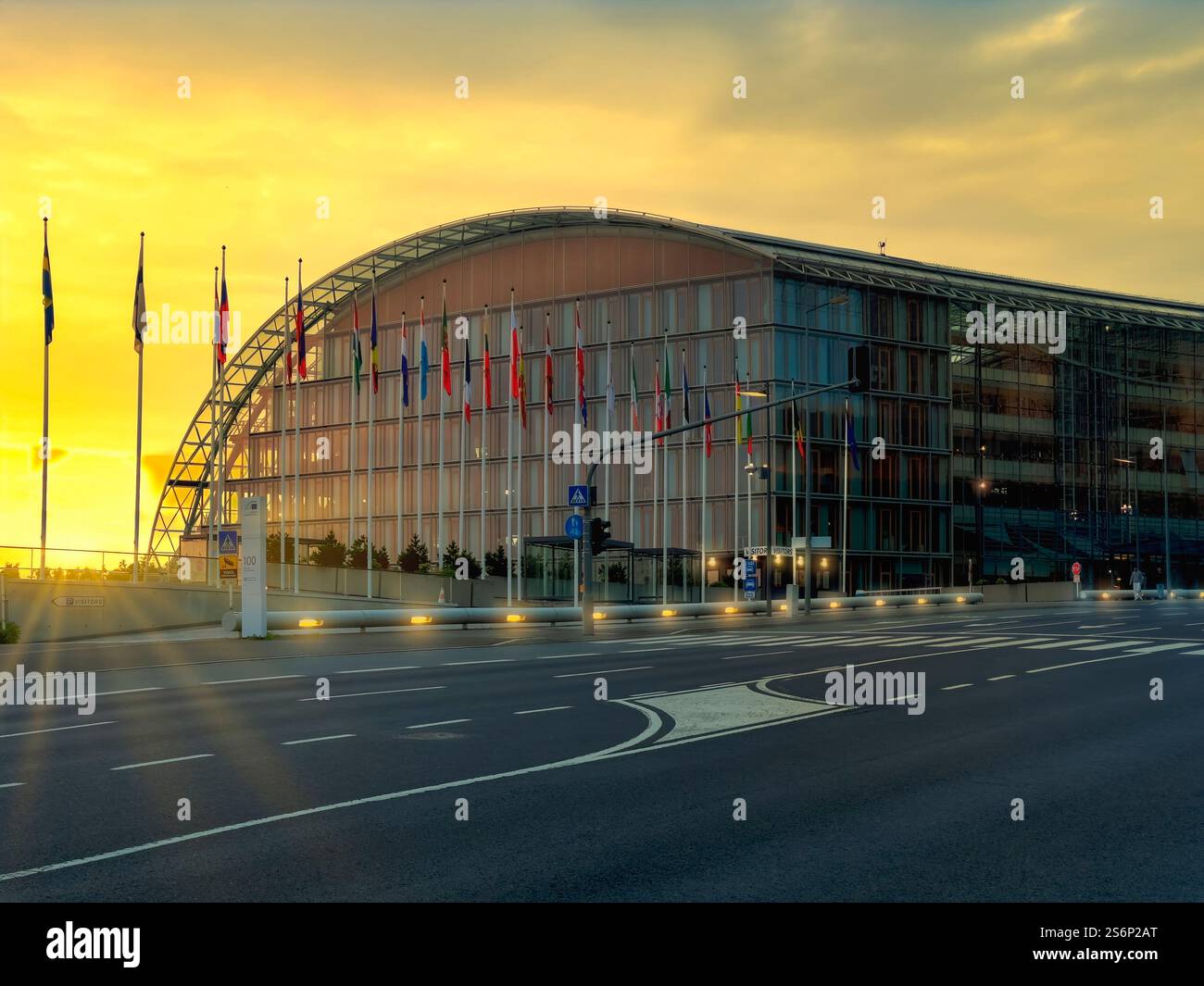 International flags in front of the European Investment Bank, Boulevard ...