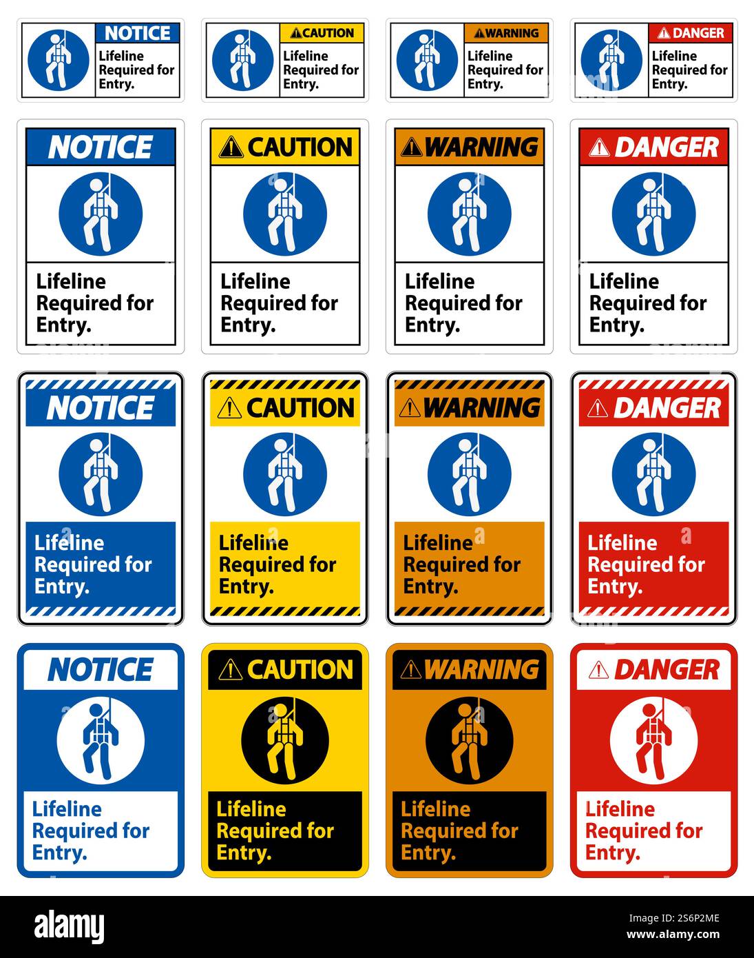 Warning Confined Space Sign Lifeline Required For Entry Stock Vector ...