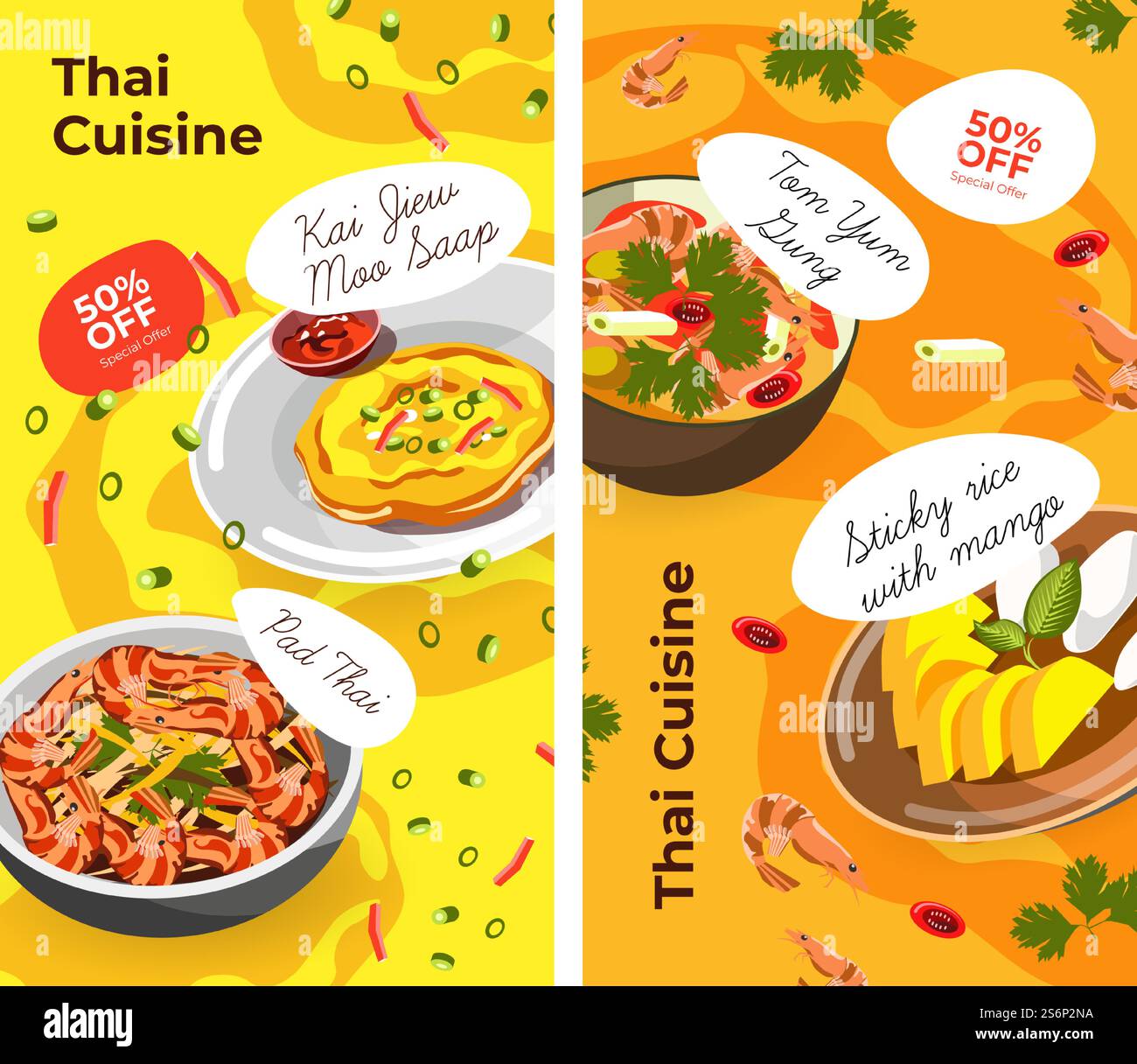 Asian Thai cuisine, traditional dishes served in plates. Sticky rice ...