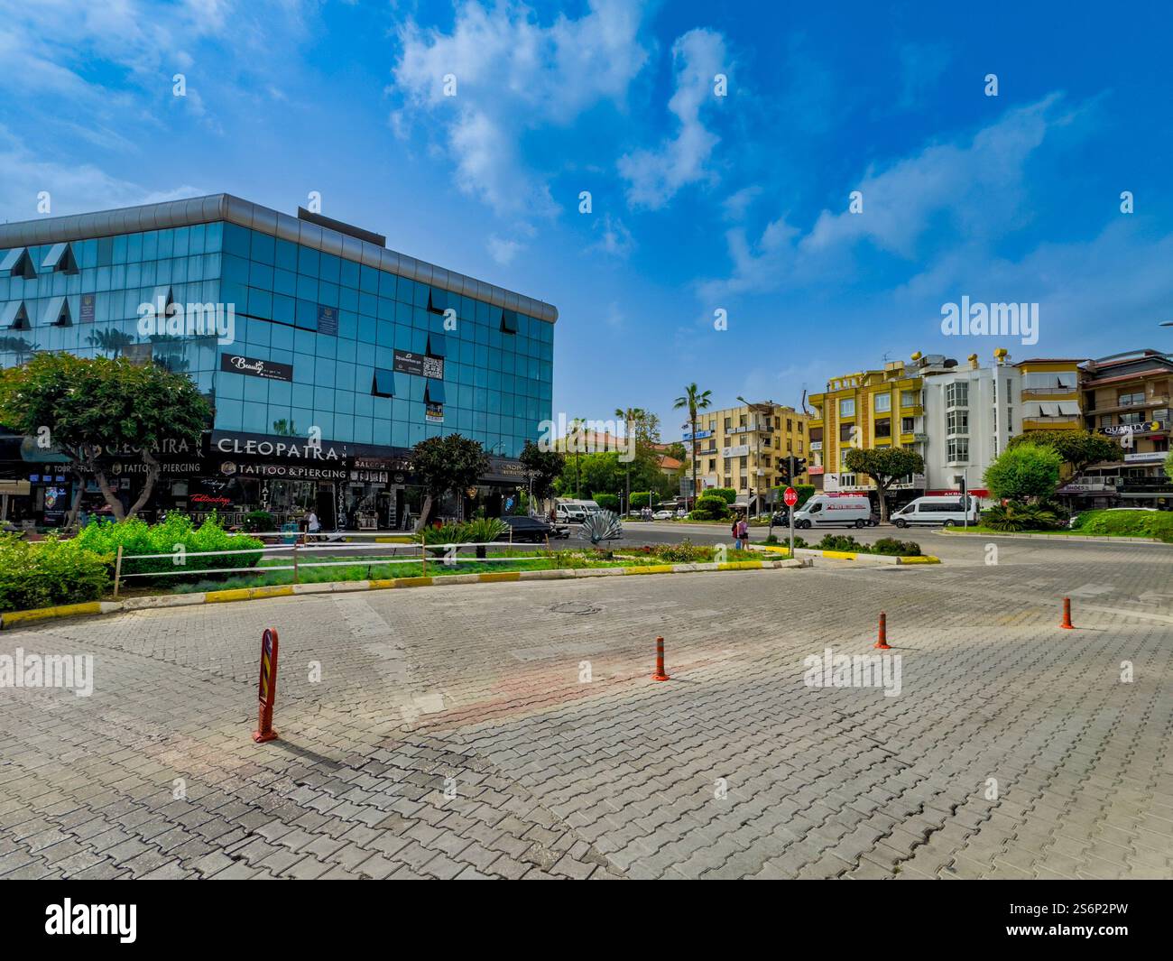 Alanya city center with modern architecture and shopping mall, Turkey ...